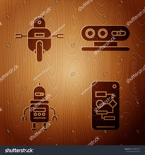 Set Algorithm Robot Robot 3d Scanning Stock Vector Royalty Free