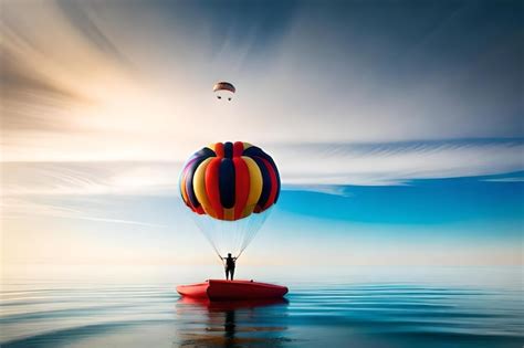 Premium AI Image A Man Is Flying A Hot Air Balloon With A Man On It