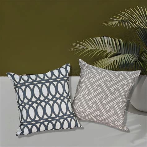 Kit 2 Almofadas Linho Geometria Labirinto Treliça Luxo 45x45