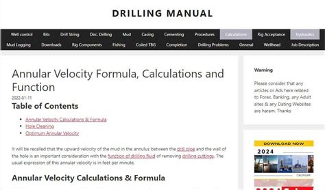 Annular Velocity Formula For Drilling Manual Drilling Manual Posted On The Topic Linkedin