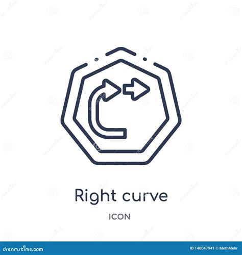 Linear Right Curve Icon From Arrows Outline Collection Thin Line Right Curve Vector Isolated On