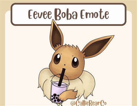 Cute Eevee Boba Emote Etsy