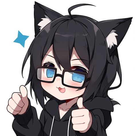 Premium Ai Image Anime Girl With Glasses And A Cat Ears Pointing At