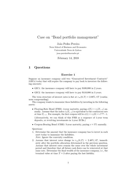 2018 Immunization Case Question Pdf Bonds Finance Bond Duration