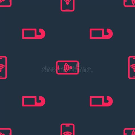Set Please Do Not Disturb And Mobile With Wi Fi Wireless On Seamless Pattern Vector Stock