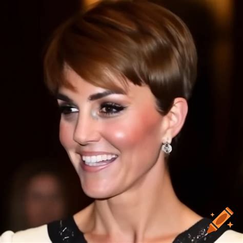 Catherine Middleton Showcasing A New Short Pixie Cut Brushed Back On