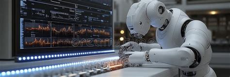 Advanced Humanoid Robot Debugging Electronic Systems Stock Illustration