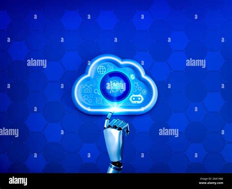 Ai Cloud Computing Technology Smart Security Data System Storage Service Concept Robot Hand