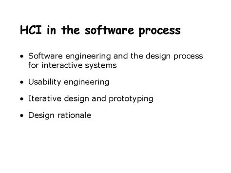 HCI In The Software Process HCI In The