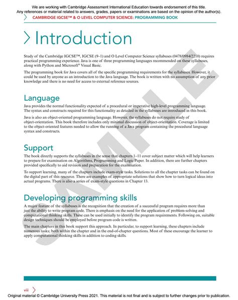 Cambridge Igcse And O Level Computer Science Programming Book For Java Sample By Cambridge