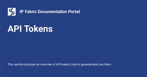 Api Tokens Ip Fabric Documentation Portal