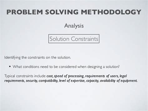 Problem Solving Methodology