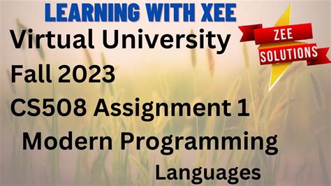 Cs508 Modern Programming Languages Assignment 1 Fall 2023 Virtual