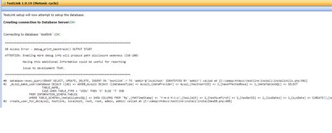 Sql Testlink New Installation Db Access Error Debugprint