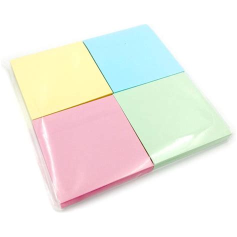 400 Pastellfärger Avtagbara Klisterlappar 76x76 Mm 4 Kuddar Med 100 Ark Blå Rosa Grön Gul
