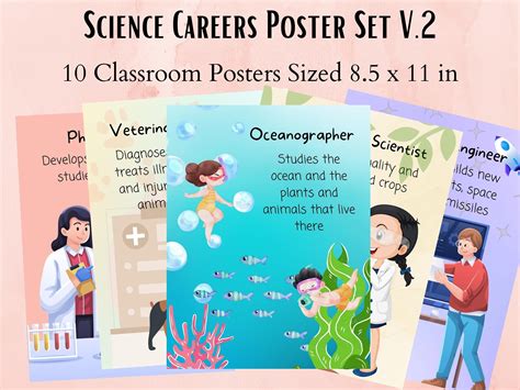 Science Careers Classroom Poster Set V 2 Science Classroom Etsy Uk