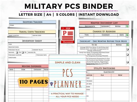 Pcs Binder Printable Pcs Checklist Military Move Planner Etsy