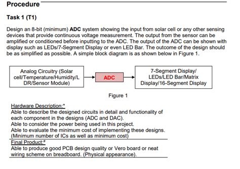 Procedure Task 1 T1 Design An 8 Bit Minimum Adc
