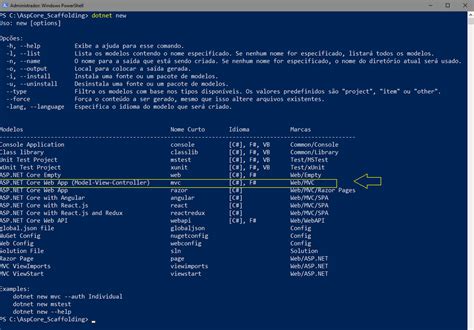 asp core criando controllers e views via linha de comando