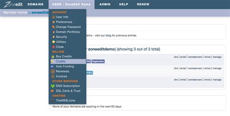 zoneedit how to add credits to your zoneedit account