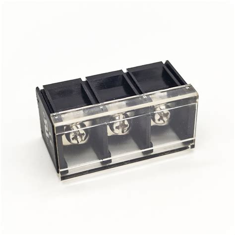 Elecbee Barrier Terminal Block With Cover Pin Straight Black Connector