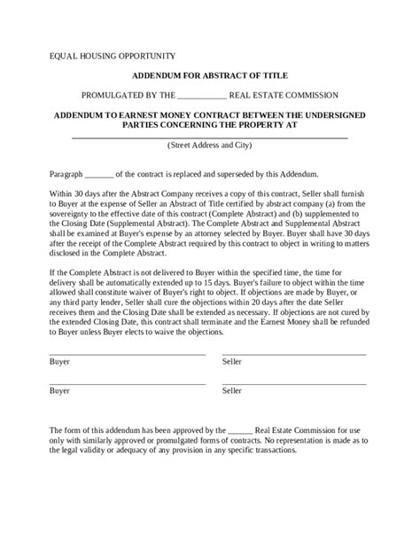Addendum For Abstract Of Title Doc Template Pdffiller