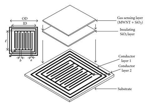 Schematic Drawing Of The Mwnt Gas Sensor A Planar Inductor Download Scientific Diagram