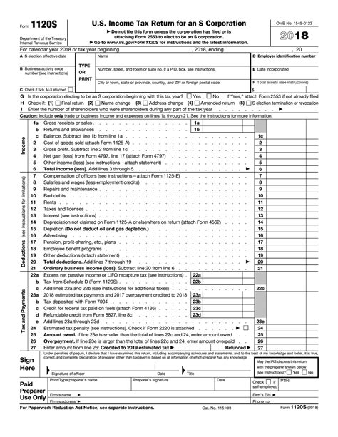 Free Fillable 1120s Form Printable Forms Free Online