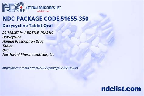Ndc Package 51655 350 20 Doxycycline Tablet Oral