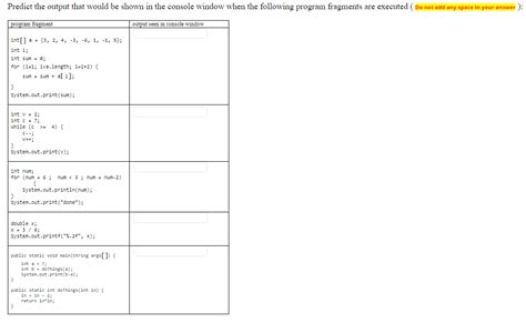 Solved Predict The Output That Would Be Shown In The Console Chegg