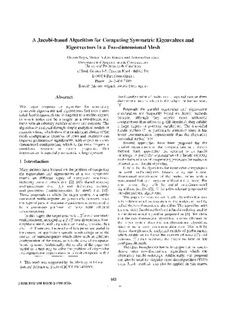 Pdf A Jacobi Based Algorithm For Computing Symmetric Eigenvalues And Eigenvectors In A Two