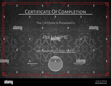 Composition Of Certificate Of Completion Text With Copy Space On Grey Pattern Background Stock
