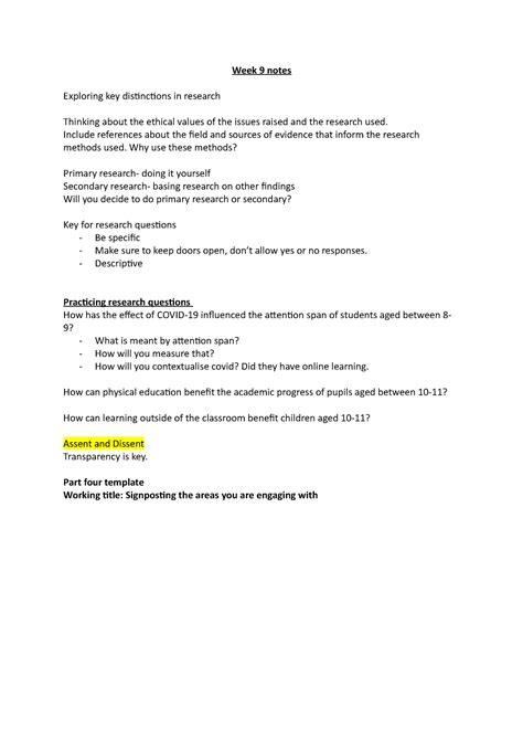 Week 9 Notes Prepping For Part 4 Of Assignment Week 9 Notes