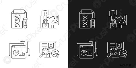 sensitive data types linear icons set for dark and light stock vector