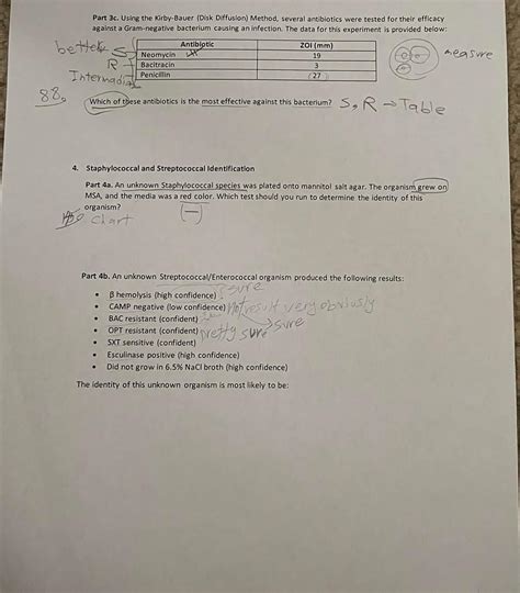 Solved Part 3c Using The Kirby Bauer Disk Diffusion