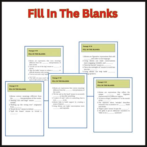 Common Idioms And Their Meanings Reading Comprehension Passage Tpt