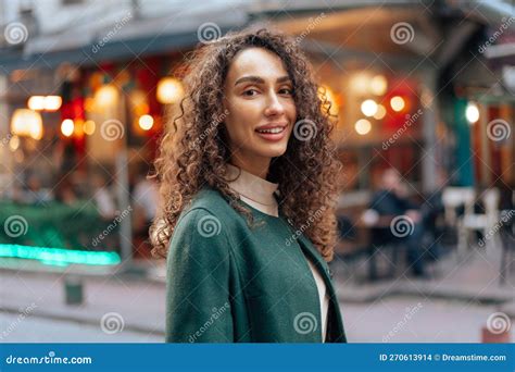 Beautiful Girl Stands On The Street Of Istanbul Portrait Photo Stock