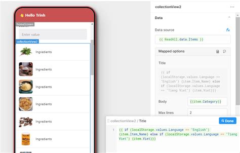 How To Dynamically Change CollectionView Item Title With A Different Columns Mobile