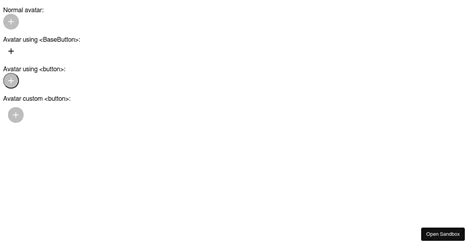 material ui avatar button issues forked codesandbox