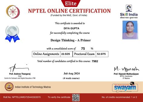 Designthinking Innovation Nptel Learningjourney Achievement