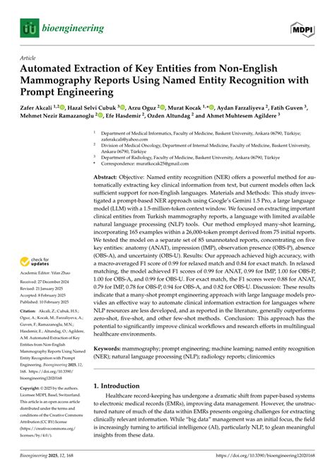 Pdf Automated Extraction Of Key Entities From Non English Mammography Reports Using Named