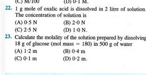 Calculate The Molality Of The Solution Prepared By Dissolving 18 G Of Glu