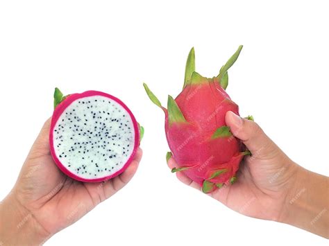 Premium Psd Man Holding Half Of Delicious Ripe Dragon Fruit