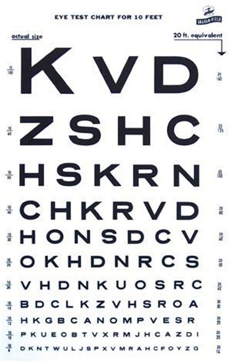 Graham Field Grafco Snellen Type Plastic Eye Chart