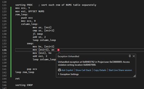 Solved I Am Getting An Access Violation Error In Masm When
