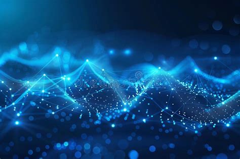Depicting A Abstract Technology Background With Blue Digital Connection Dots And Lines On A Dark