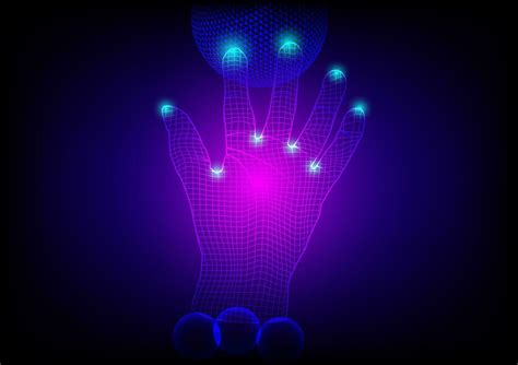 Hand Identified Scan Light Digital Networking Cyberspace Futuristic Technology Abstract