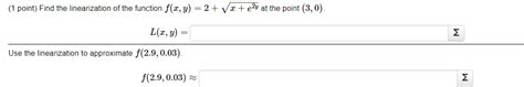 Solved Point Find The Linearization Of The Function Chegg