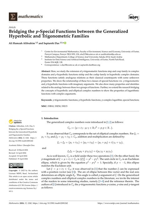 Pdf Bridging The P Special Functions Between The Generalized Hyperbolic And Trigonometric Families