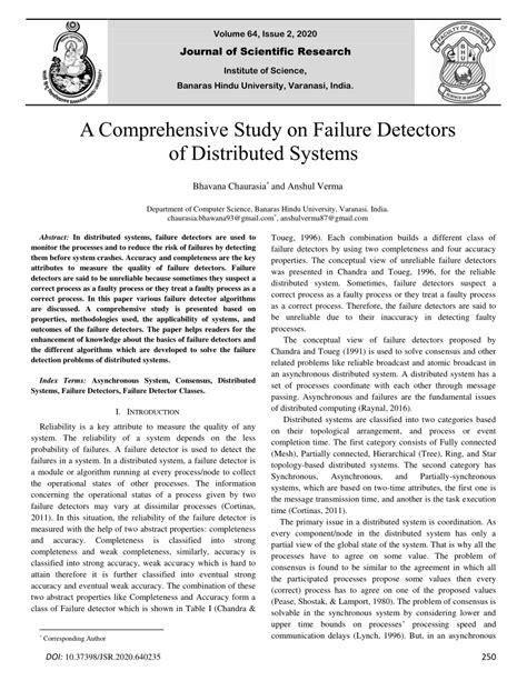 PDF A Comprehensive Study On Failure Detectors Of Distributed Systems